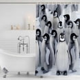 Small Stall Shower Curtain 48x72 Inch Narrow Half Size Grey Penguins ...