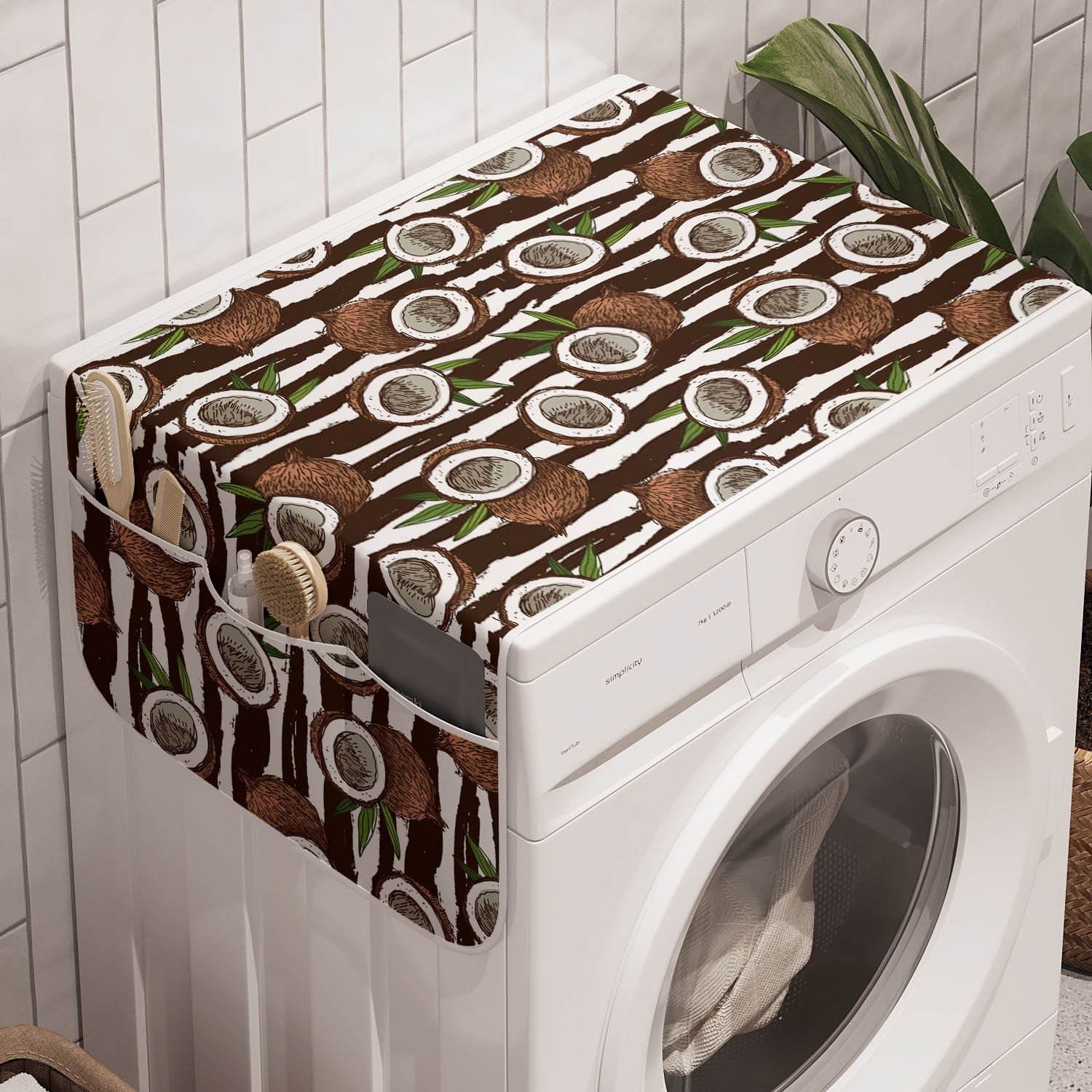 Tropical Washing Machine Organizer, Coconut Palm Tree Exotic Climates ...
