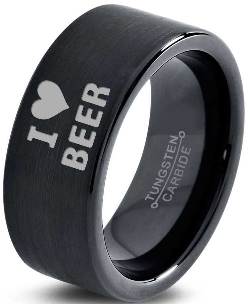 Zealot Jewelry - Tungsten Heart Love Beer Band Ring 9mm Men Women ...