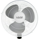 Comfort Zone, Oscillating Wall Mount Fan, LC16WS, 16 in., 3-Speed WiFi ...