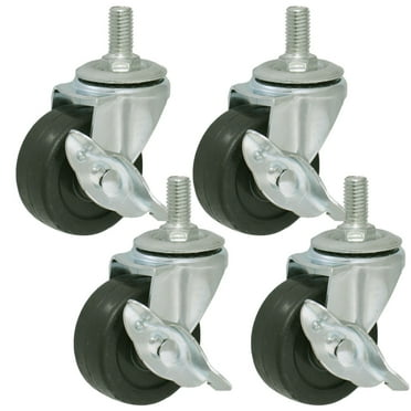 "HSS 4"" Heavy Duty Rubber Wheel Casters with Locks, 3/8"" Bolt, 600 ...