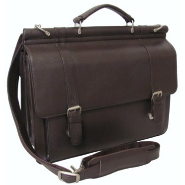 BLACK FLAP-OVER LEATHER COMPUTER BRIEFCASE - Walmart.com