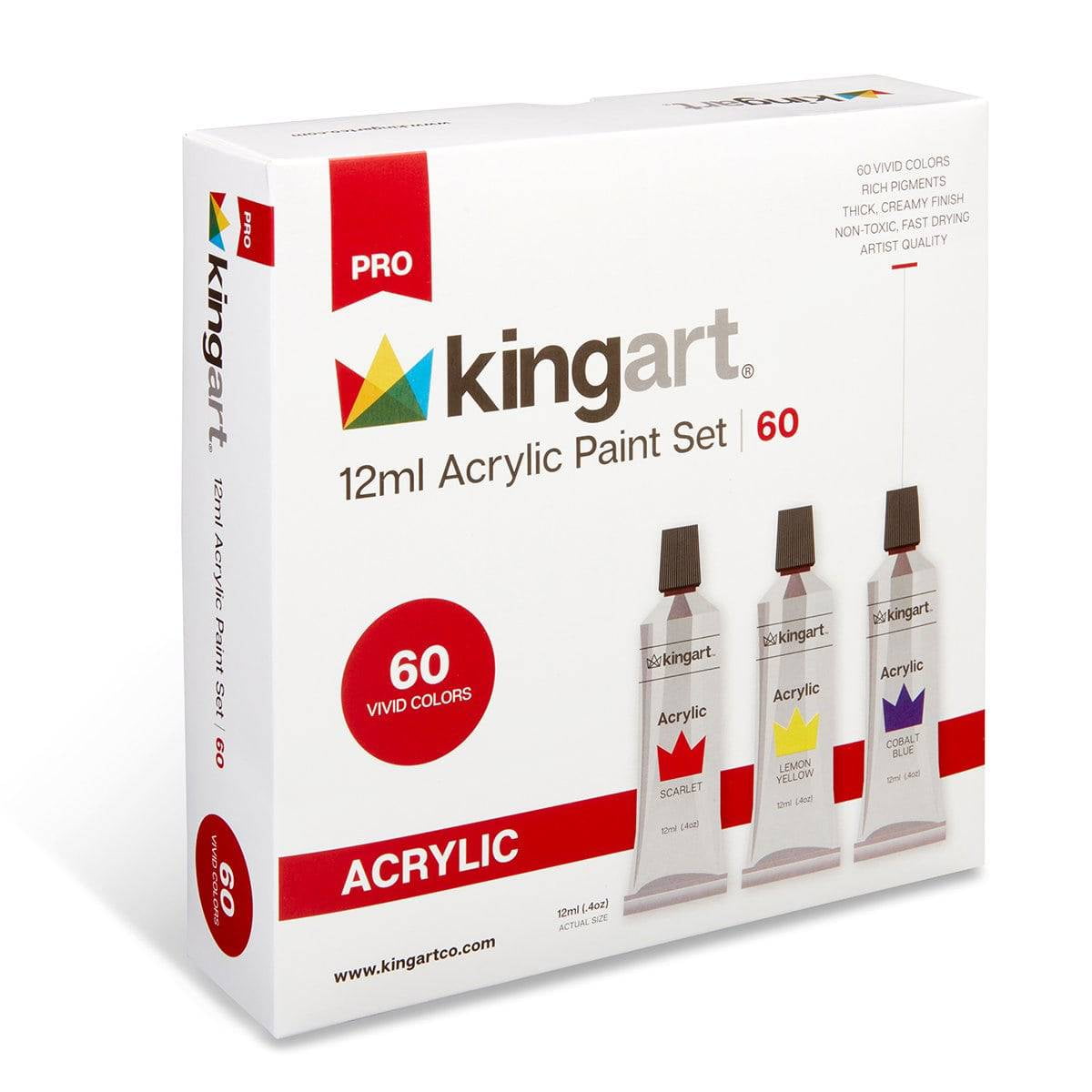 KINGART PRO Artist Acrylic Paint, 12ml (.4oz), Set of 60 Unique Colors ...