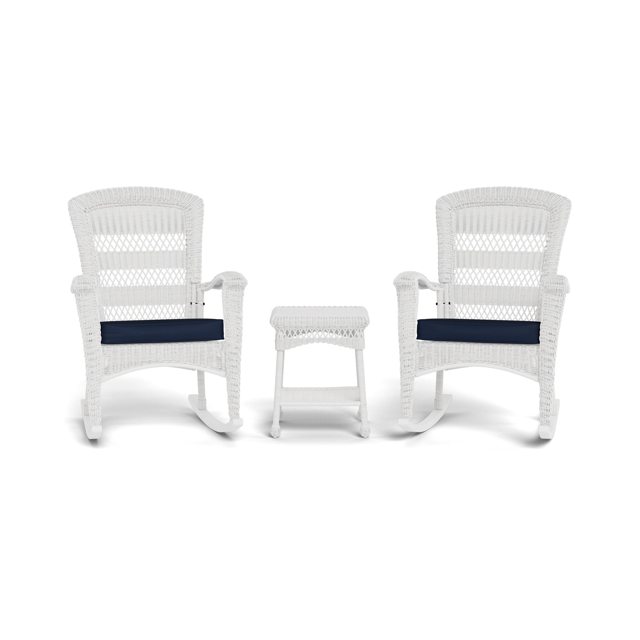 Tortuga Outdoor Portside Plantation Rocking Chair 3 Piece Set - White w ...