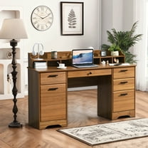 DreamCurship 58" Executive Desk with 6 Drawers, Computer Desk with ...