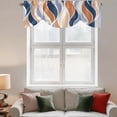 Abstract Stripes Tie Up Valances Curtain, Geometric Orange Navy Blue ...