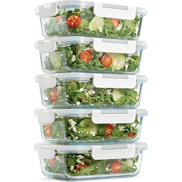 Fit & Fresh - Glass Containers with Locking Lids 35oz. Set of 5 ...