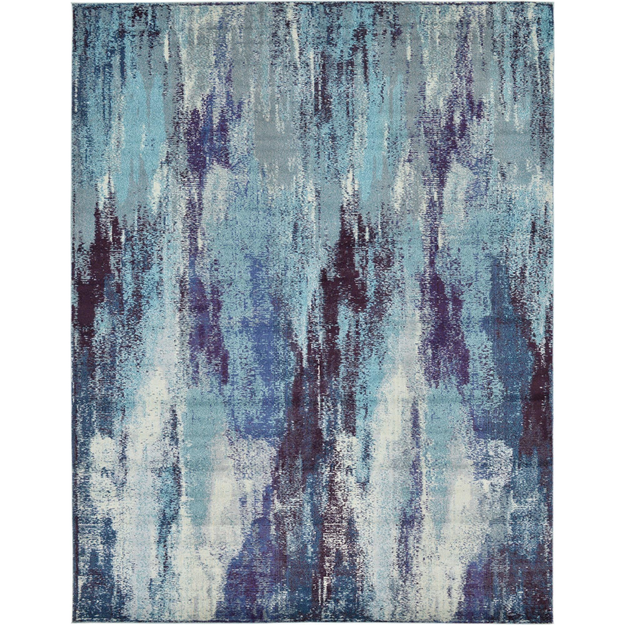Unique Loom Indoor Rectangular Abstract Modern Area Rugs Blue/Off-White ...