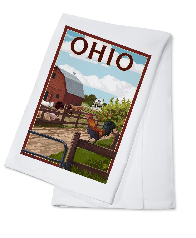 Ohio, Barnyard Scene (100% Cotton Tea Towel, Decorative Hand Towel ...