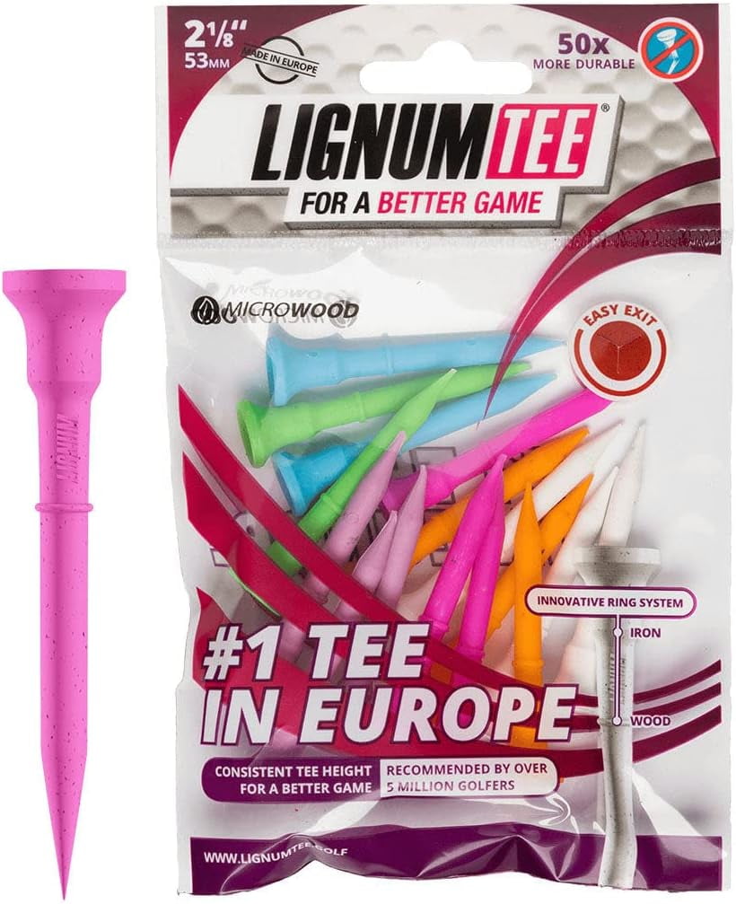 LIGNUM Tee Premium Golf Tees, Lasts 50+ Rounds, Anti-Spin Head, Ring ...