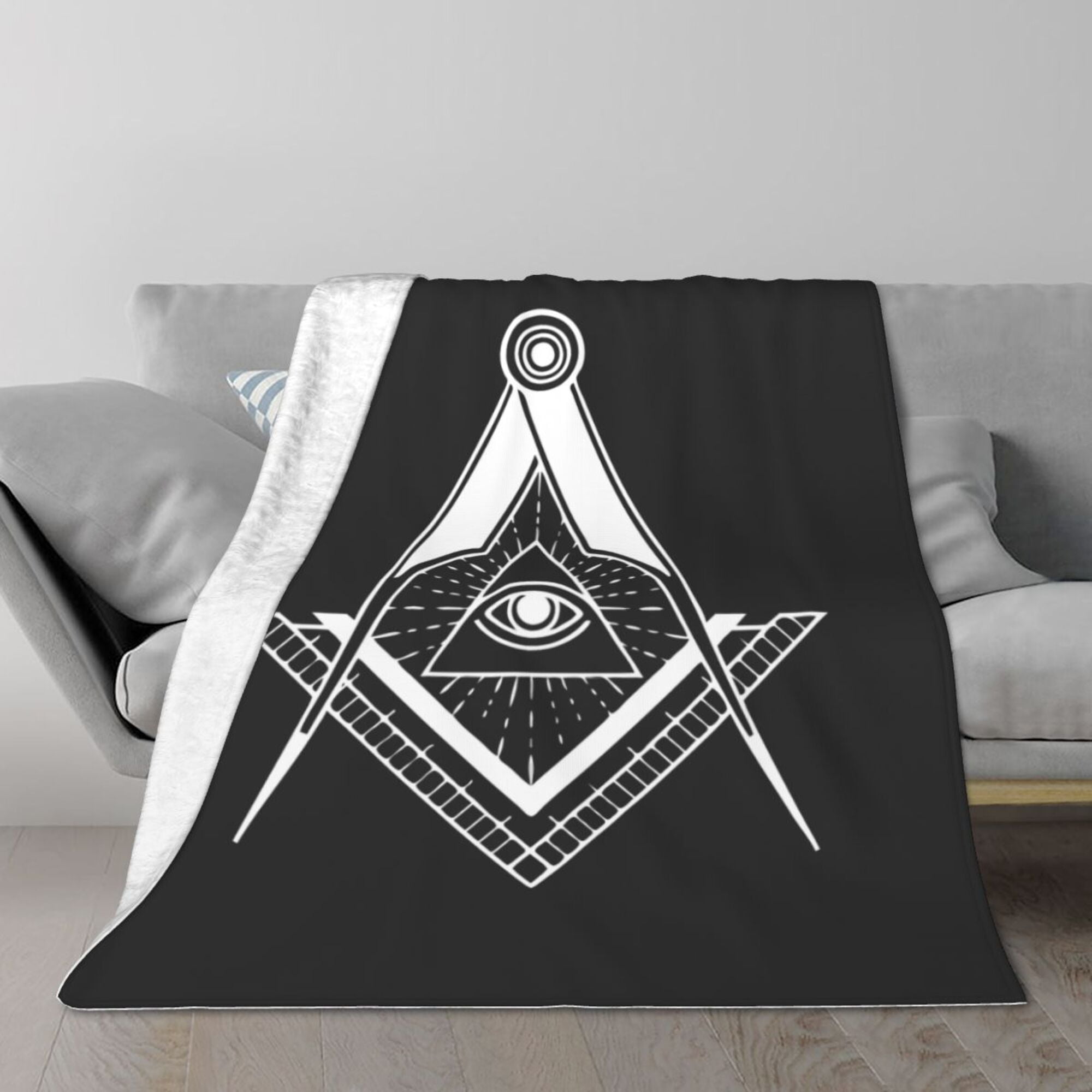 TEQUAN Double Layer Plush Bed Blanket, Freemason Masons Compass Pattern ...