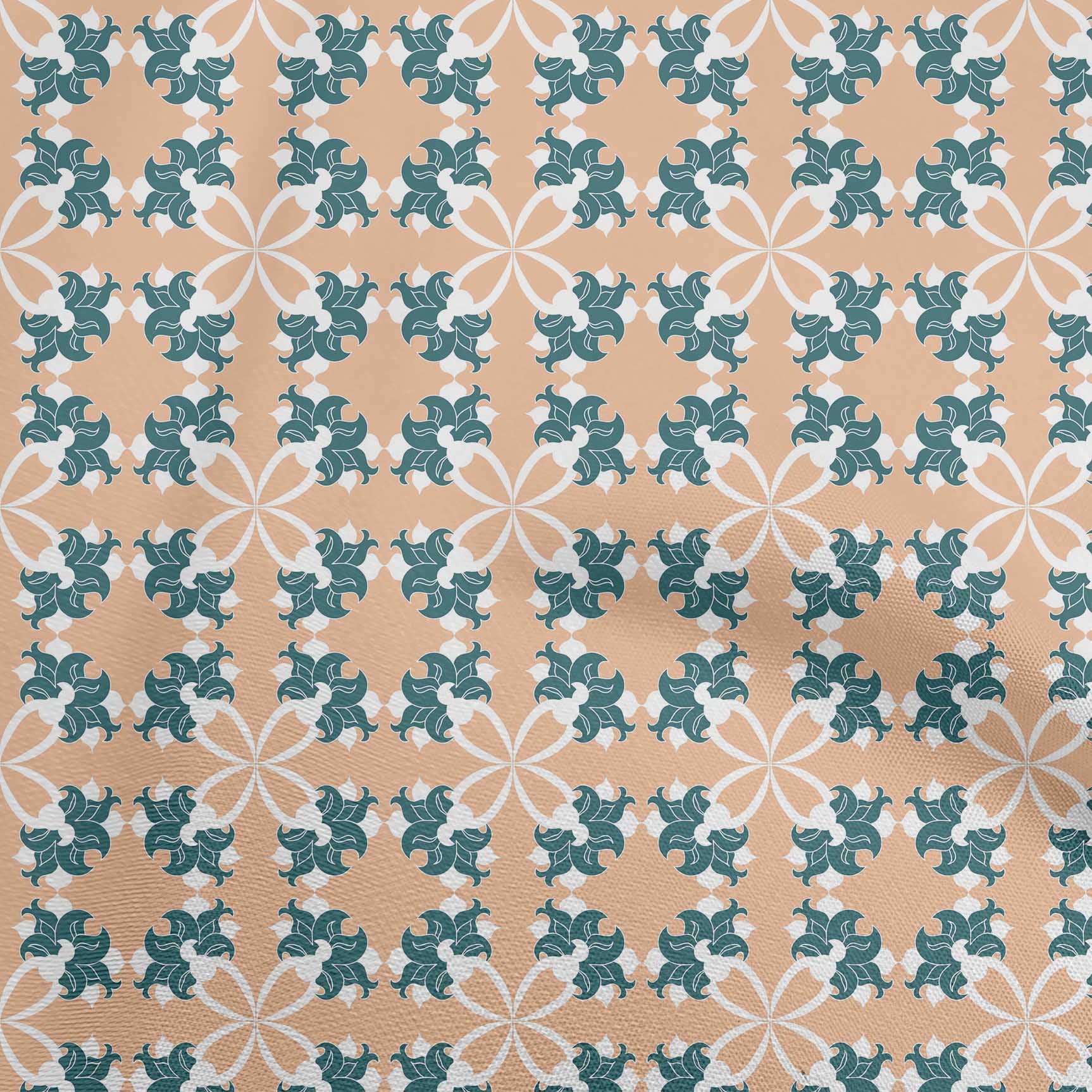 oneOone Cotton Poplin Dark Beige Fabric Asian Block Print Traditional ...