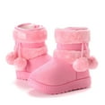 DHFJKG Little Big Kids Girls Snow Boots Fuzzy Lining Insulated Pom-Pom ...
