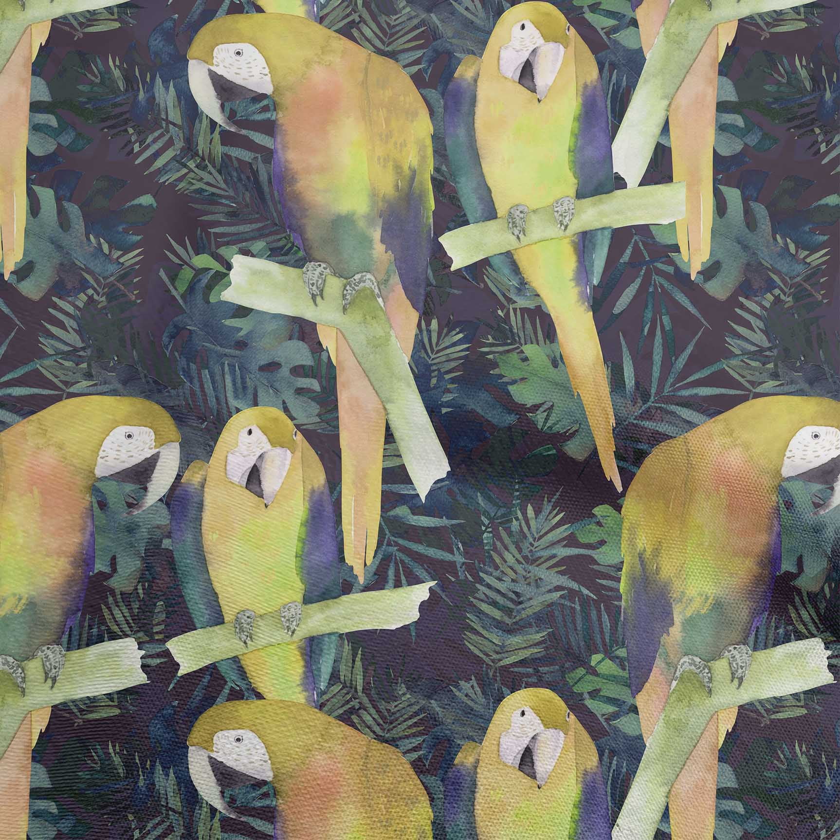 oneOone Velvet Lime Green Fabric Parrot,Monstera Leaves & Floral Diy ...