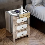 IKIFLY Mirrored Nightstands End Table with Wireless Charging and Color ...