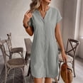 Button Down Dress for Women Cotton Linen Vneck Shirt Dress Loose Fit ...