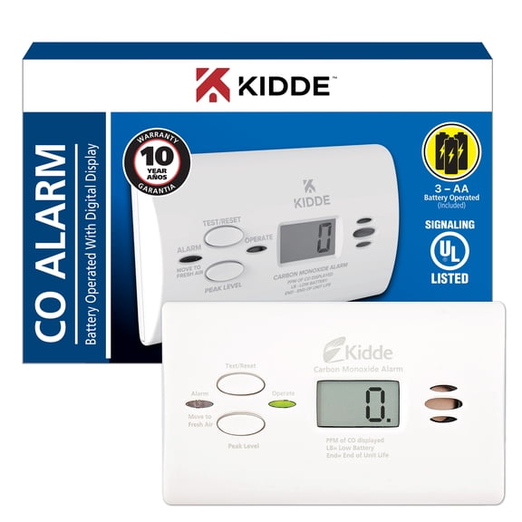 Kidde Carbon Monoxide Alarm with Digital Display Battery Operated ...