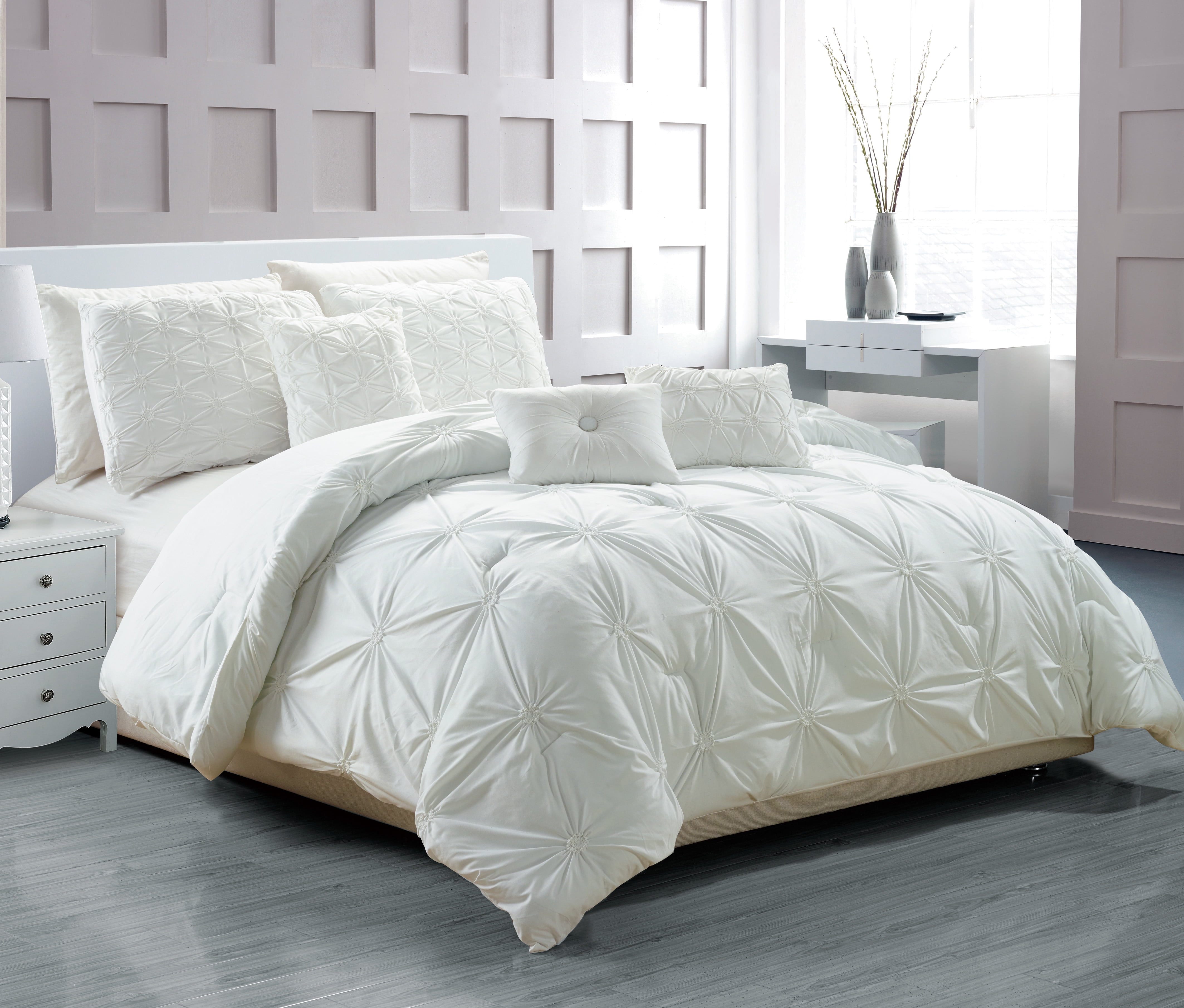Cosmo 6-Piece Comforter Set, Queen - White - Walmart.com