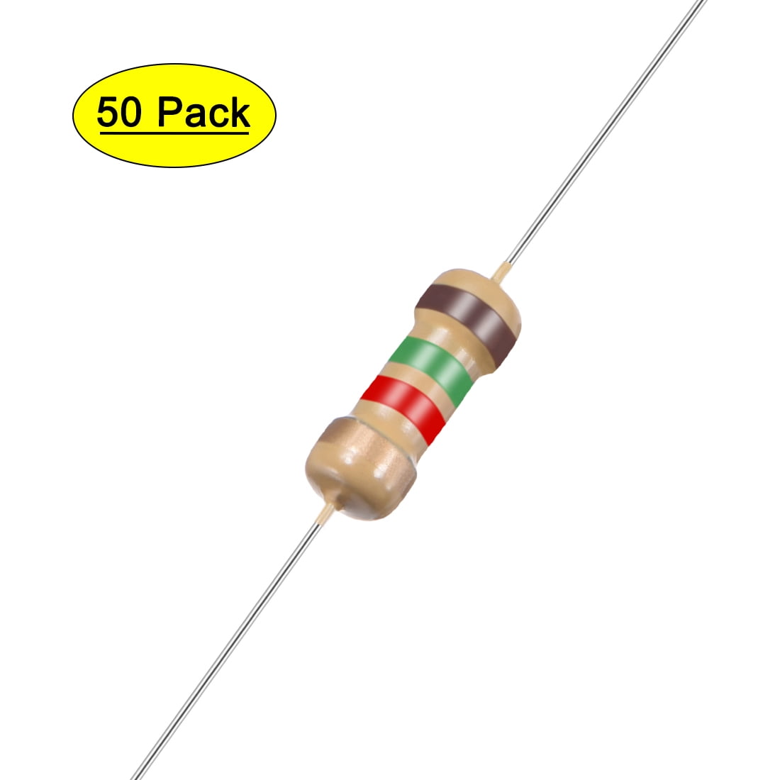 50pcs Axial Carbon Film Resistors 1.5k Ohm 0.25W 5%Tolerances 4 Color Bands - Walmart.com