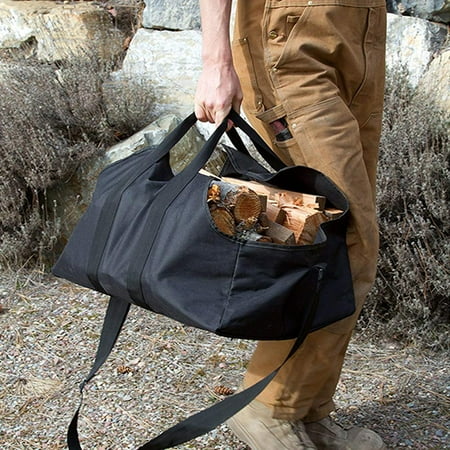 Portable Firewood Storage Bag Canvas Logging Carrier with Adjustable ...