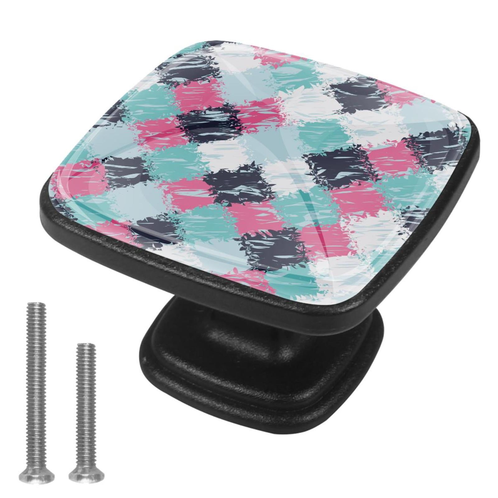4 Pcs Cabinet Handle Drawer Pulls Ethnic Boho Knobs with Screws Square ...