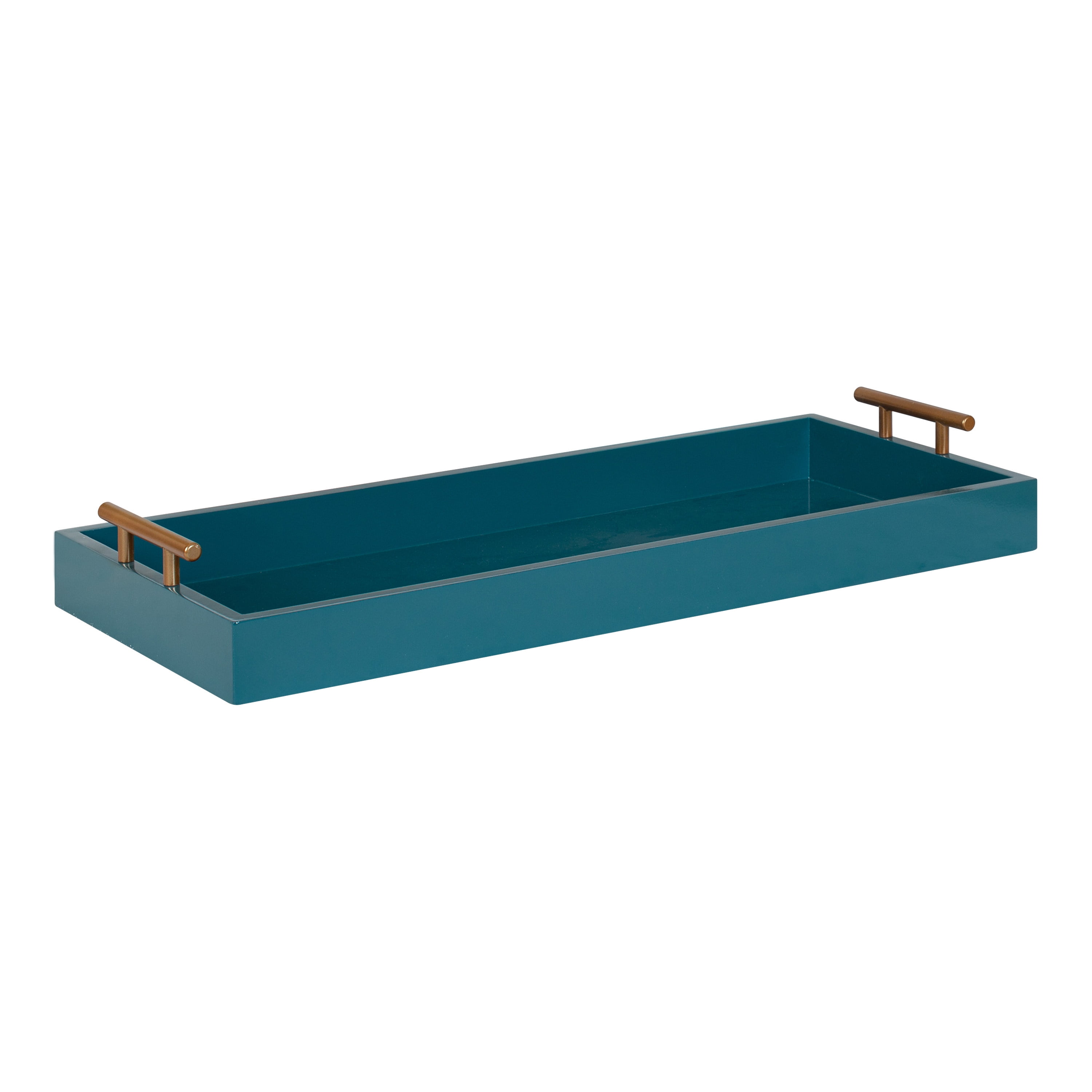 Kate and Laurel Lipton Modern Narrow Tray, 10 x 24, Teal, Midcentury ...
