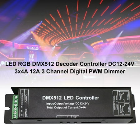 LED RGB DMX512 Decoder Controller DC12-24V 3x4A 12A 3 Channel Digital ...