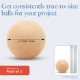 2-1/2 inch Wooden Balls, Bag of 2 Unfinished Natural Hardwood Wooden ...