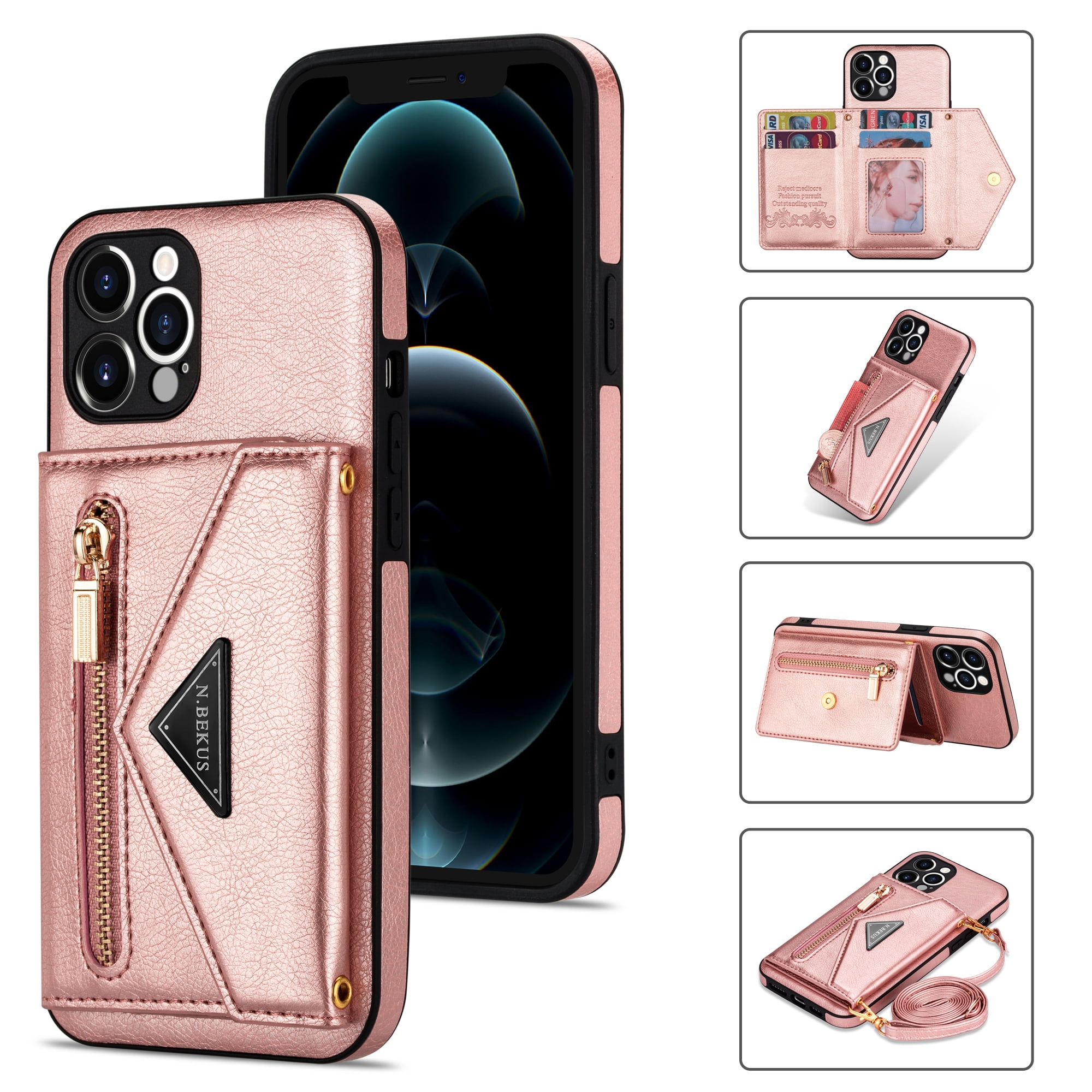 iPhone 13 Pro Wallet Case, Soft PU Leather Kickstand Card Slots Holder ...