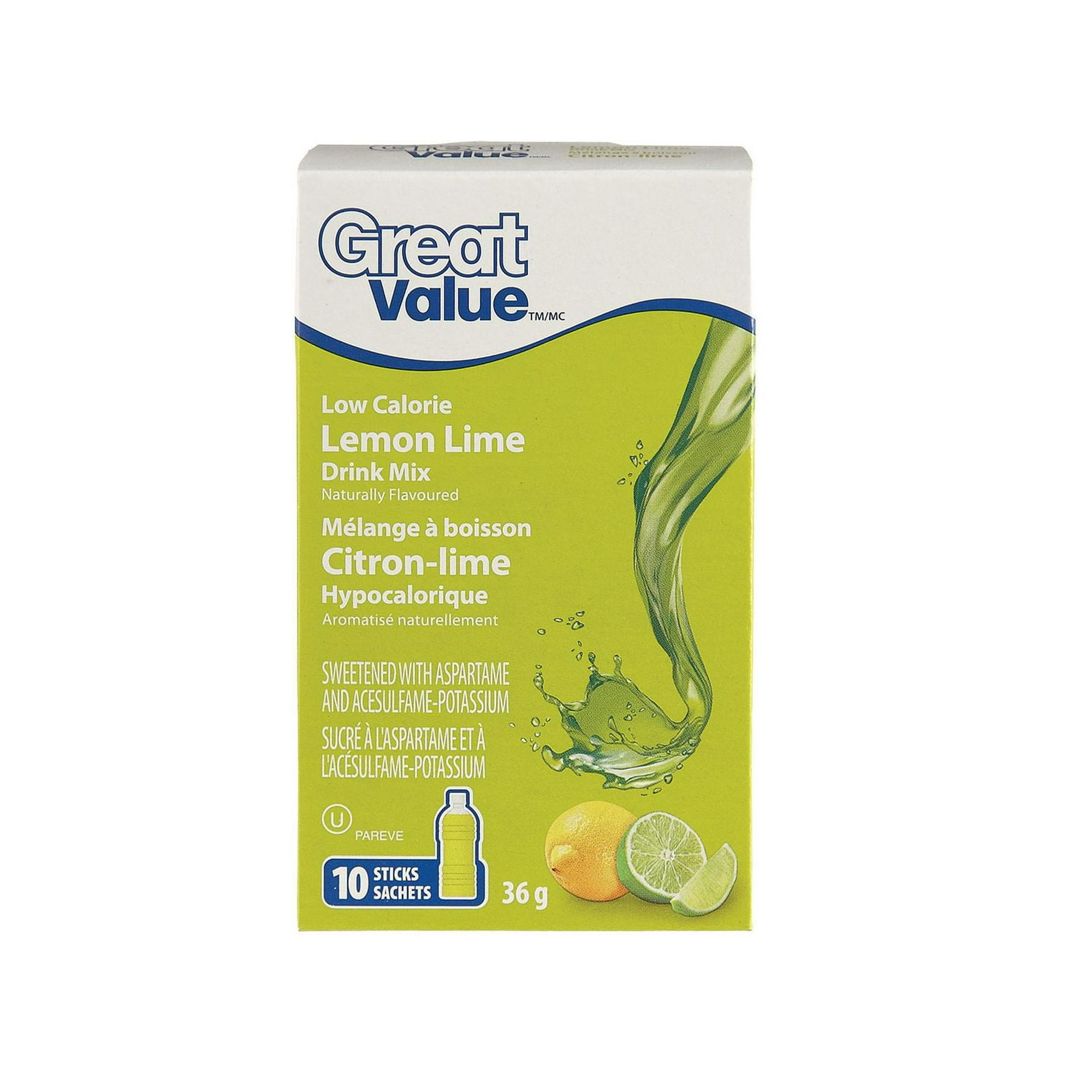 Click here for Great Value Low Calorie Lemon Lime Drink Mix 36 G prices