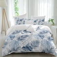 4 Piece Duvet Cover Set Cal king, Watercolor Blue Monstera Palm Leaf ...