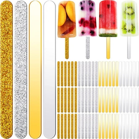 80 Pieces Glitter Acrylic Cakesicle Popsicle Sticks 4.53 Inch Reusable ...