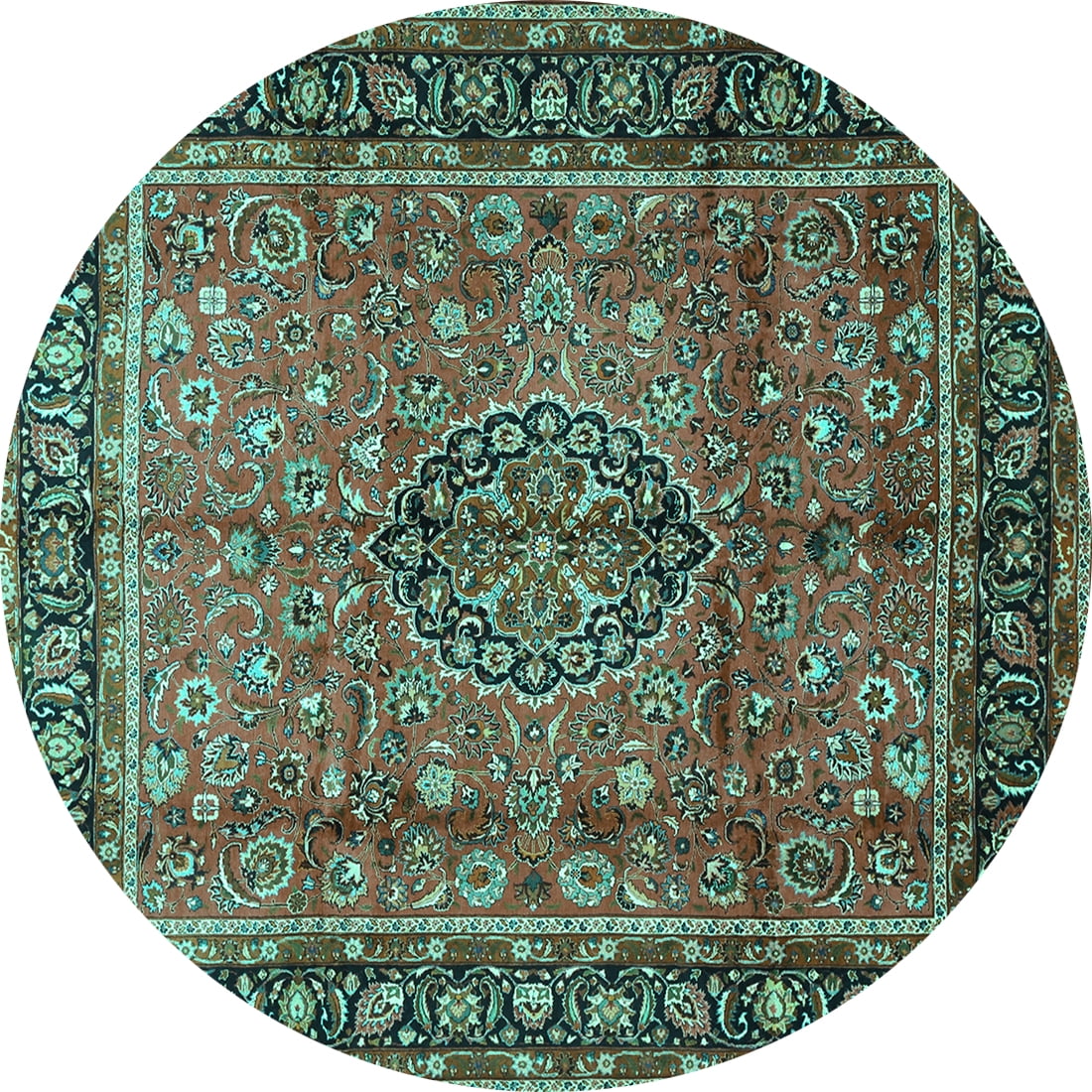 Ahgly Company Indoor Round Persian Turquoise Blue Traditional Area Rugs ...