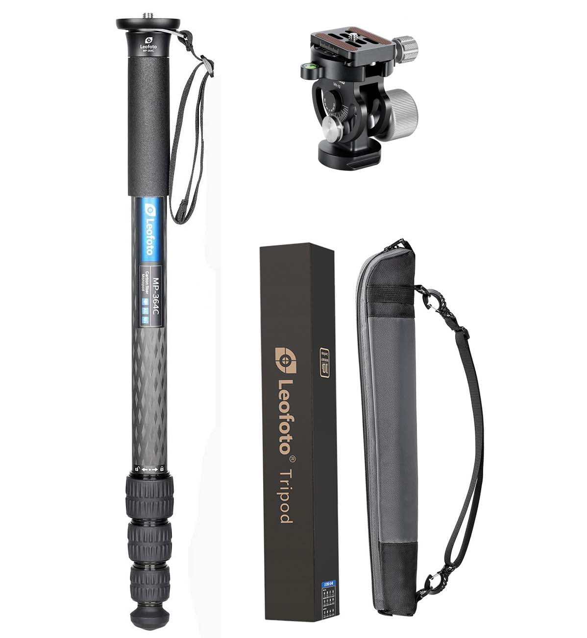 Leofoto MP Series Carbon Fiber Monopod + VH-10S Two Way Tilt Head Set with Case - Walmart.com