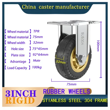 3inch medium duty stainless steel SUS 304 caster wheel Fixed Moving ...