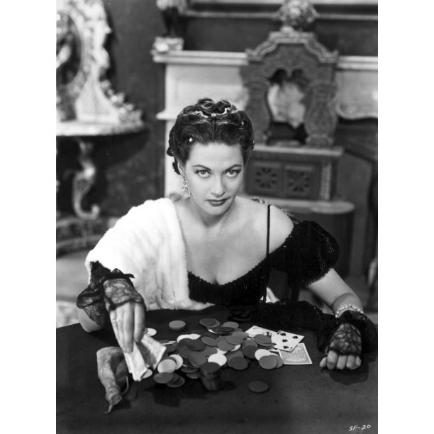 Yvonne Decarlo Playing Cards and Chips in Black and White Photo Print ...