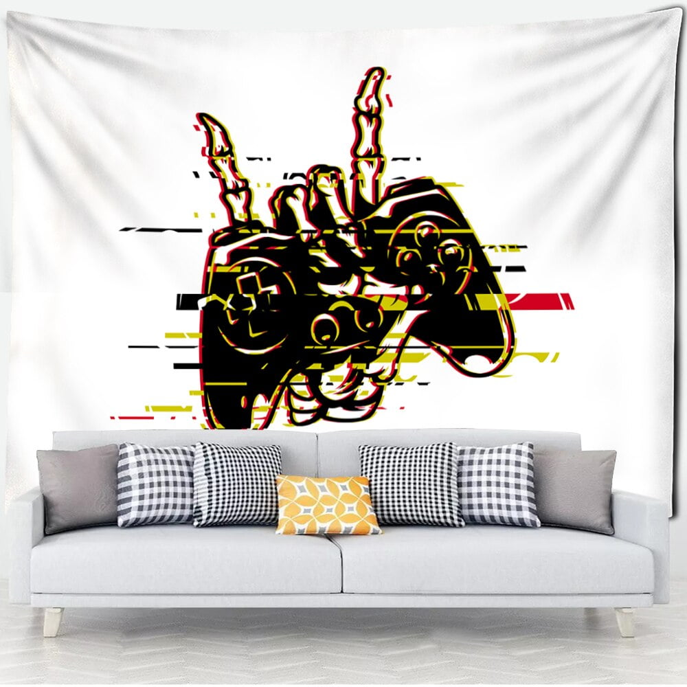 Game Console Tapestry Mystery Simple Tapiz Hippie Cartoon Wall Hanging ...
