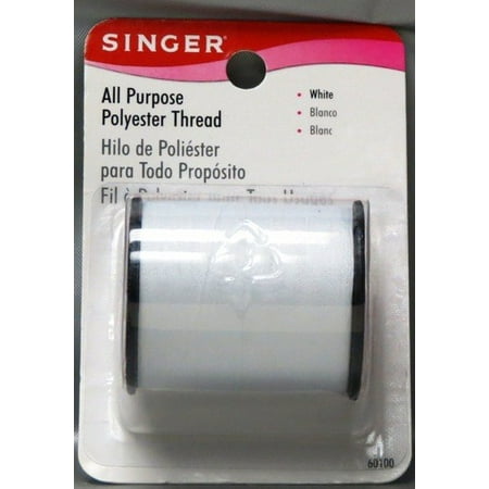 SINGER ALL PURPOSE POLYESTER THREAD SPOOL - WHITE - 150 YDS - 100% ...
