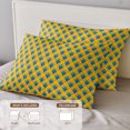 4 Piece Duvet Cover Set Twin, Watercolor Yellow Rhombus Check on Blue ...