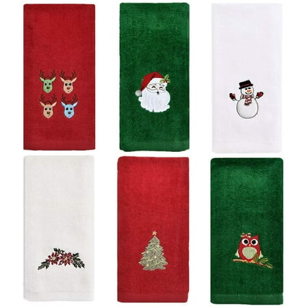 Christmas Kitchen Towels Set of 6, Cotton Christmas Hand Towels for ...