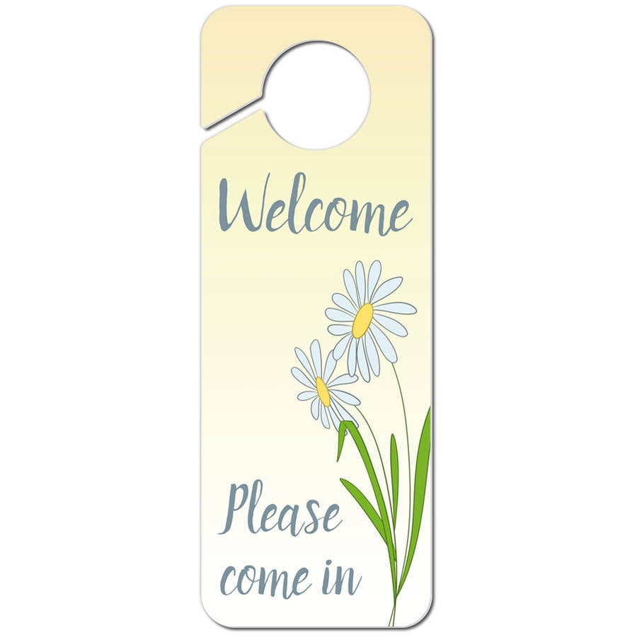 Welcome Please Come in with Daisies Plastic Door Knob Hanger Sign ...