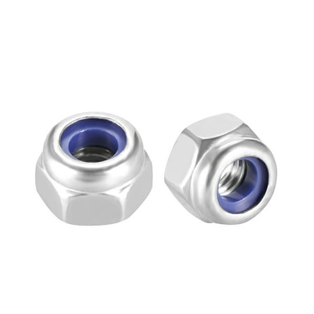 M4 x 0.7mm Nylon Insert Hex Lock Nuts, 304 Stainless Steel, Plain ...