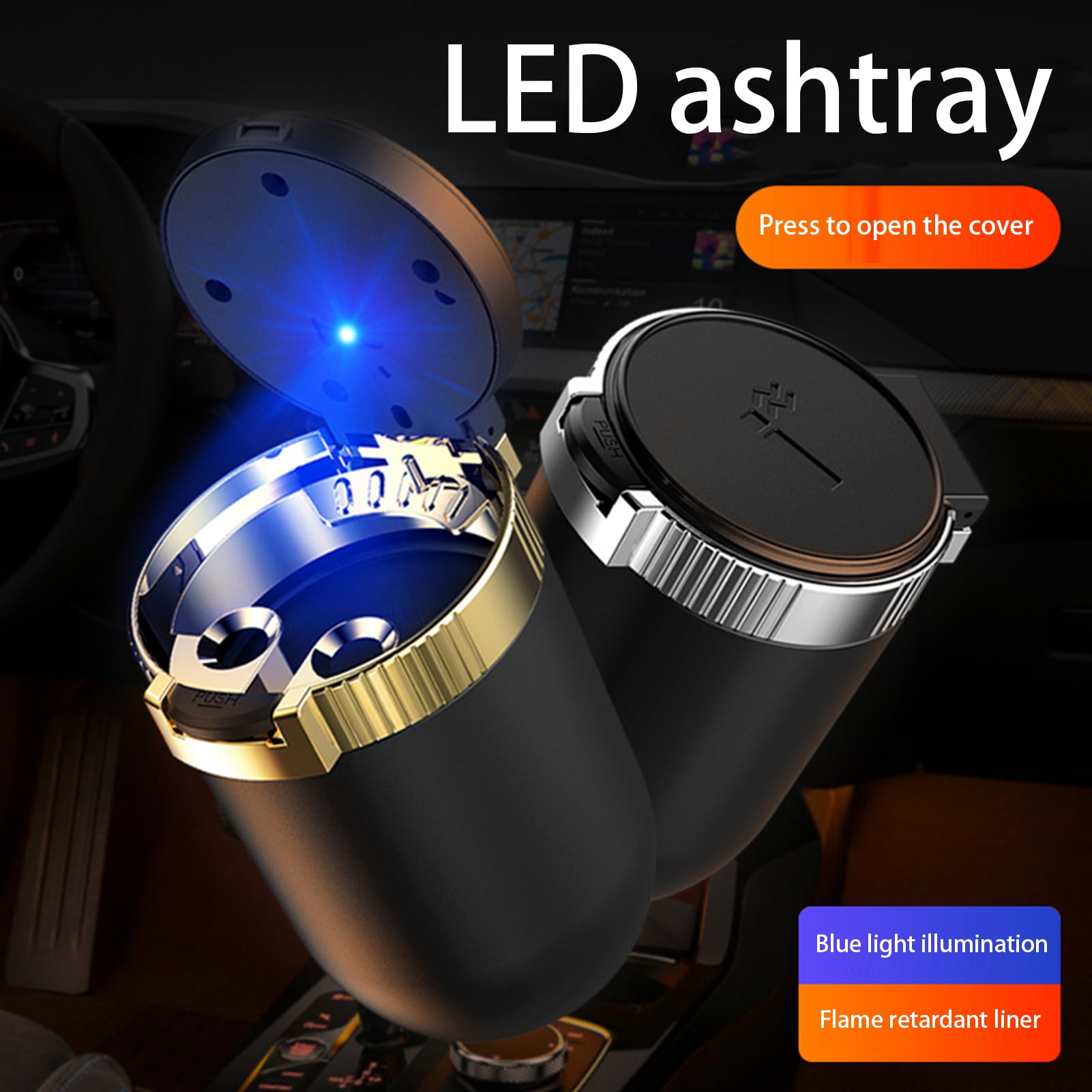 Washranp Car Ashtray,Auto Ashtray With LED Light Mini Car Trash Can ...