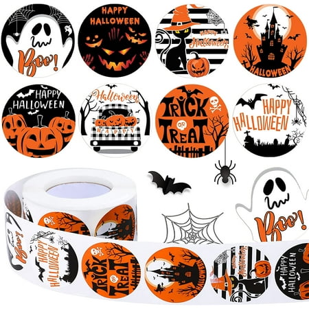 600 Pieces Halloween Roll Stickers 1.5 Inch Halloween Round Sticker 8 ...