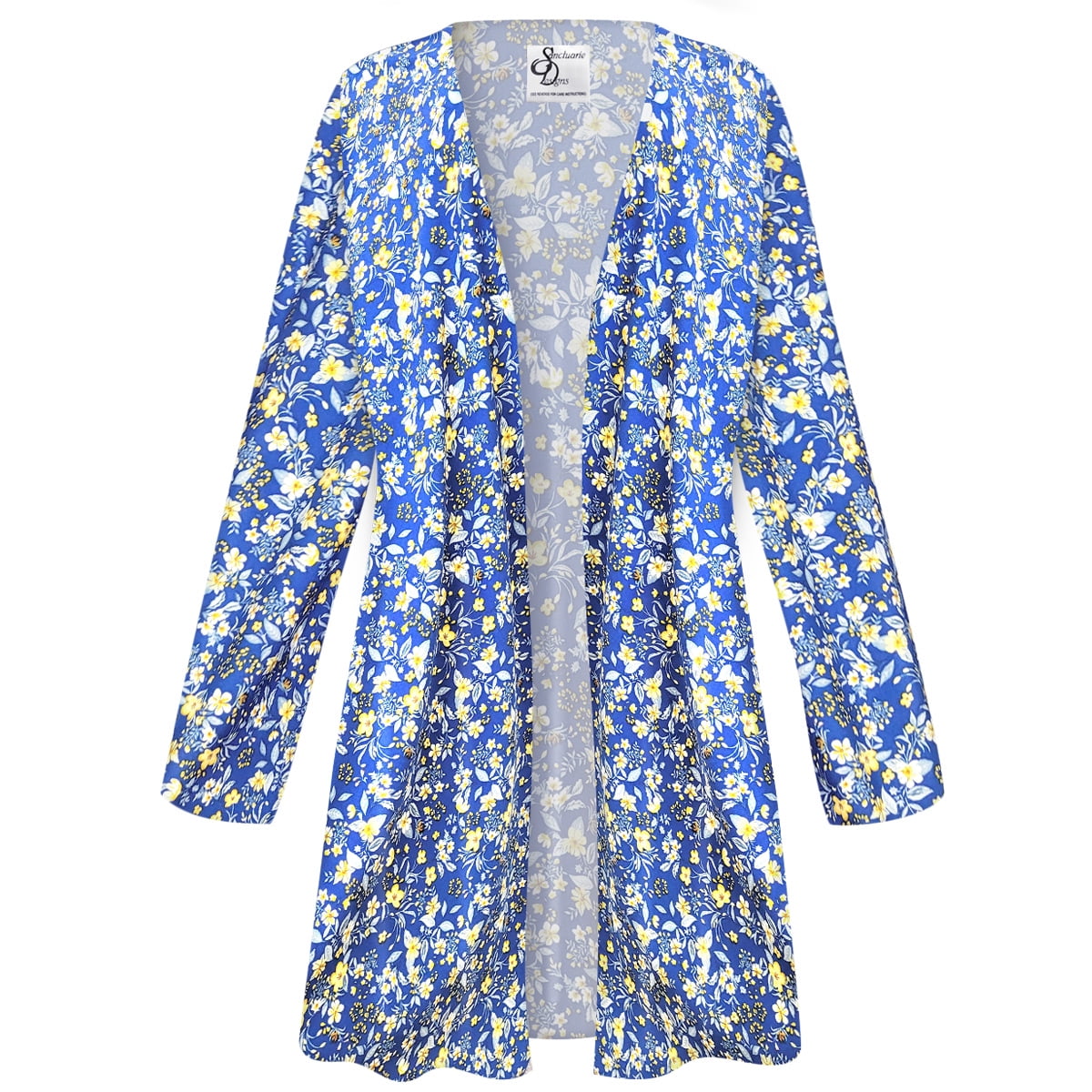 Women's Medium Maxi Cardigan Straight Royal Blue Floral Dressed Up ...
