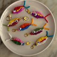 DESIGNICE Fish Pendant Keychain Colorful Beaded Fish Shape Key Holder ...