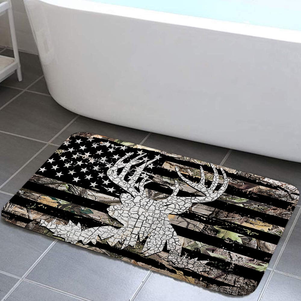 American Flag Hunting Bath Rugs for Bathroom, Western Black and White ...