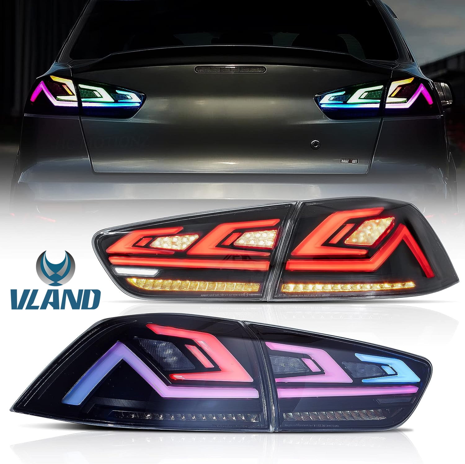VLAND Full LED Tail Lights Smoked/Red for Mitsubishi Lancer EVO X 2008 ...