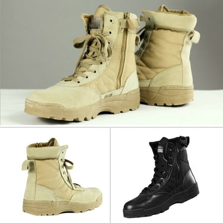JANDEL Men's Tactical Combat Shoes Black and Khaki Martin Boots ...