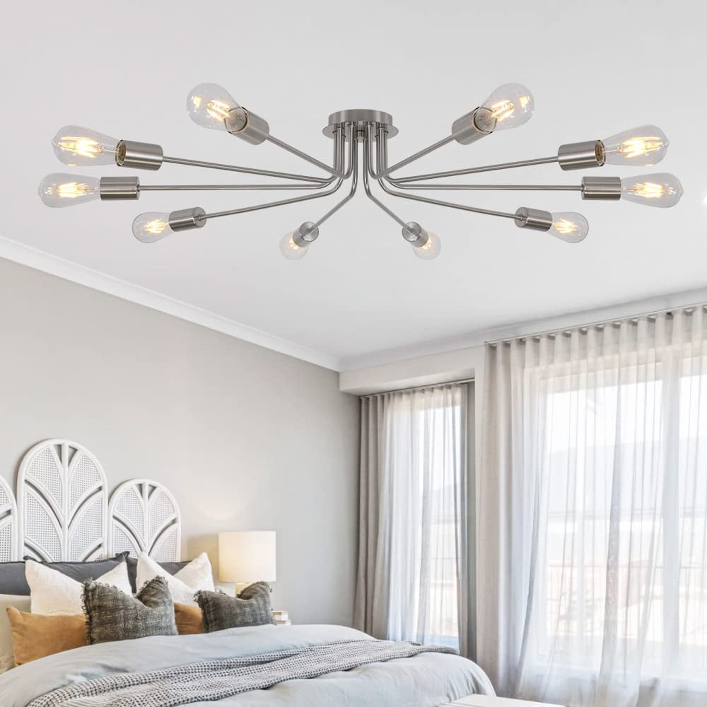 Click here for Tuluce 10 Light Sputnik Chandelier Brushed Nickel... prices